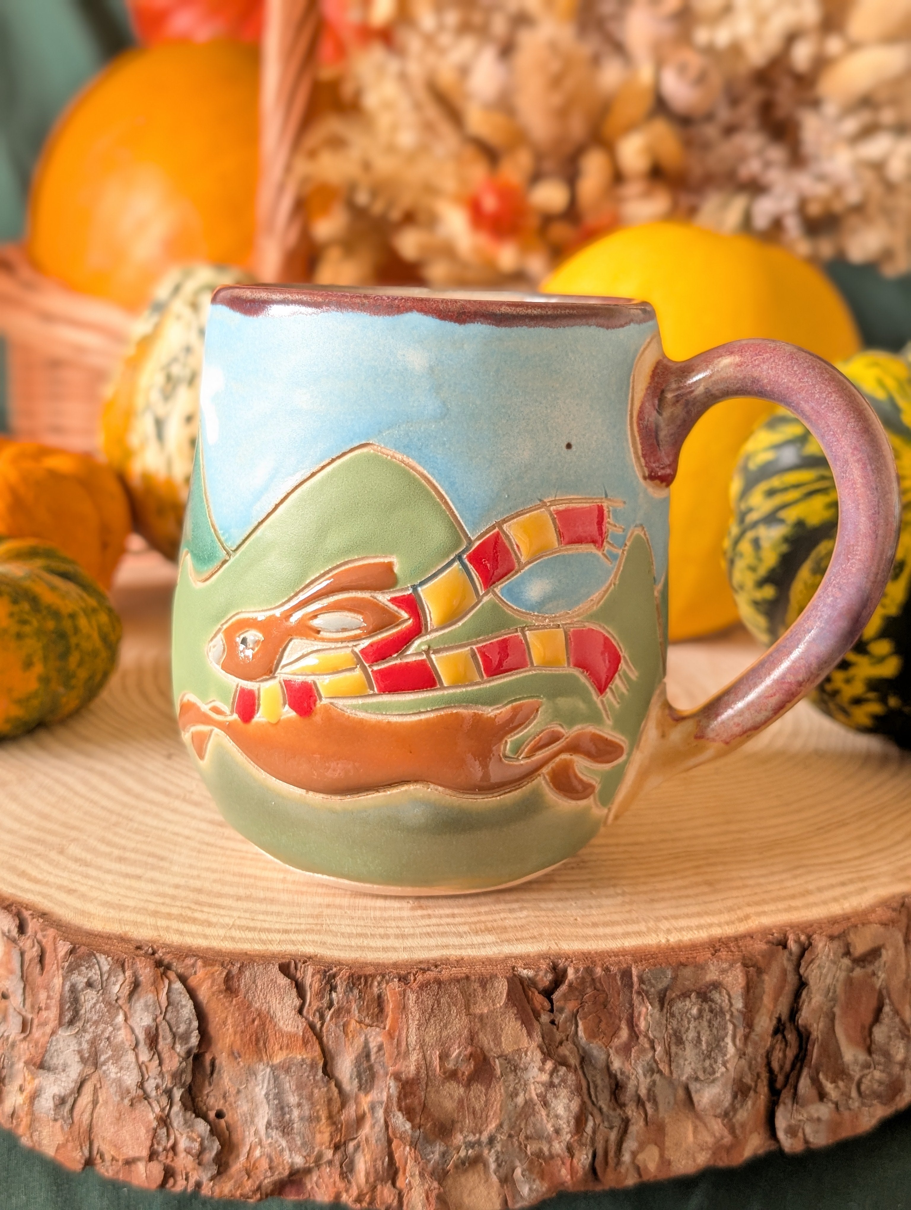 Handmade Autumn Hare Mug – Woodland Pottery NO6 – Quercus Pottery